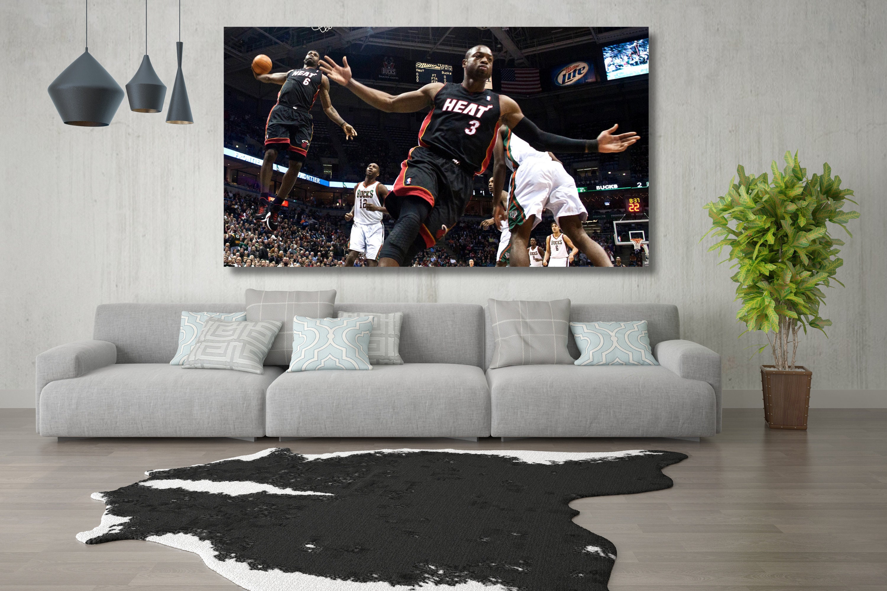 Lebron James & Dwyane Wade, Epic Dunk, Miami, Iconic Basketball Poster ...