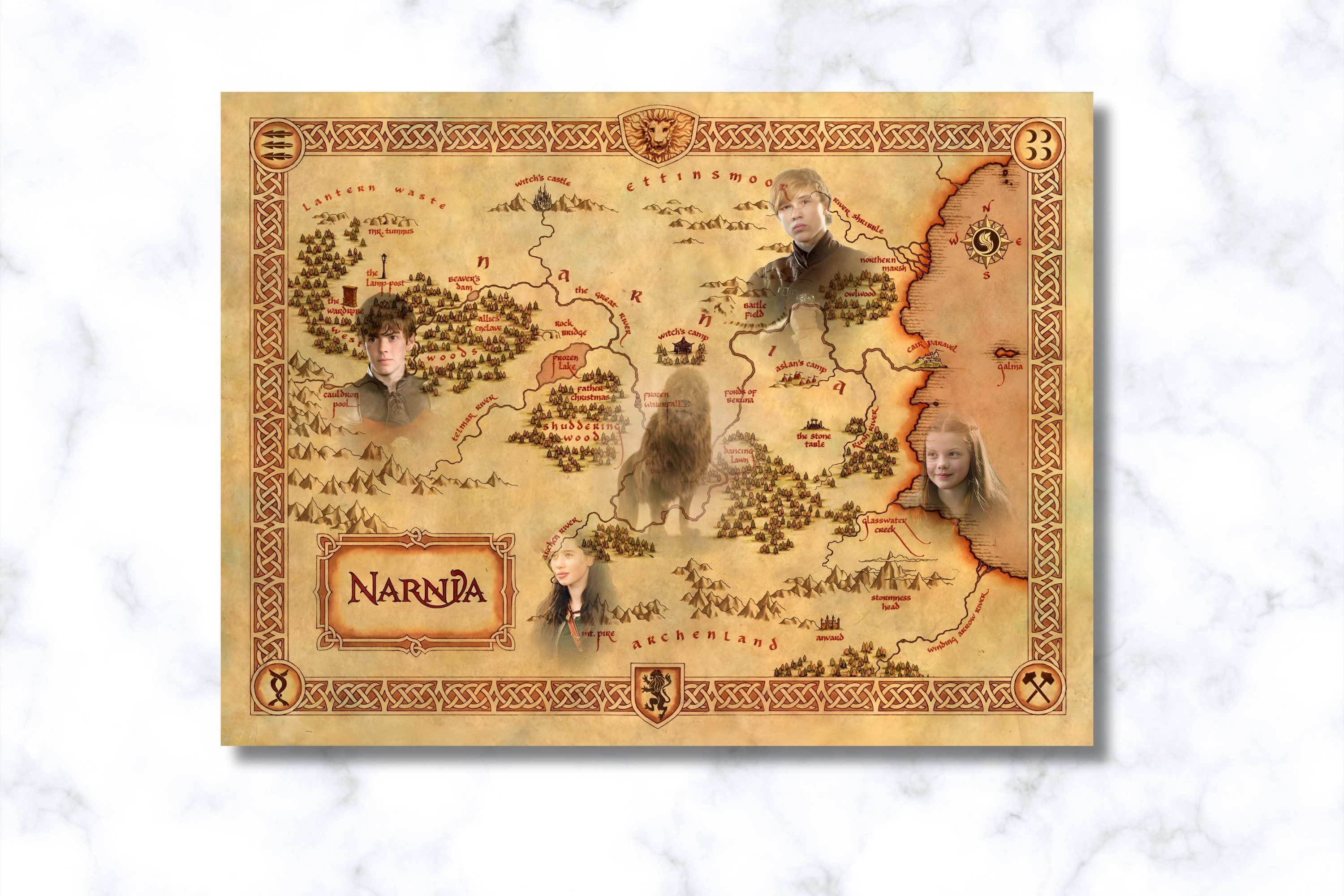 Map of Narnia, Historical Canvas, Print Wall Art, Antique Narnia Map ...