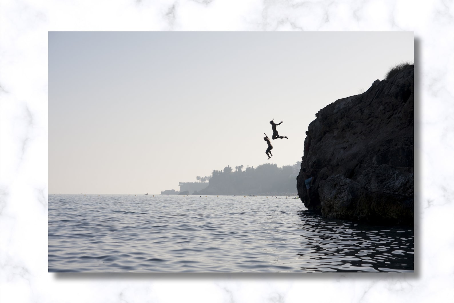 Cliff Diving Adventure Lifestyle Beach Framed, Minimalist Ocean Print ...