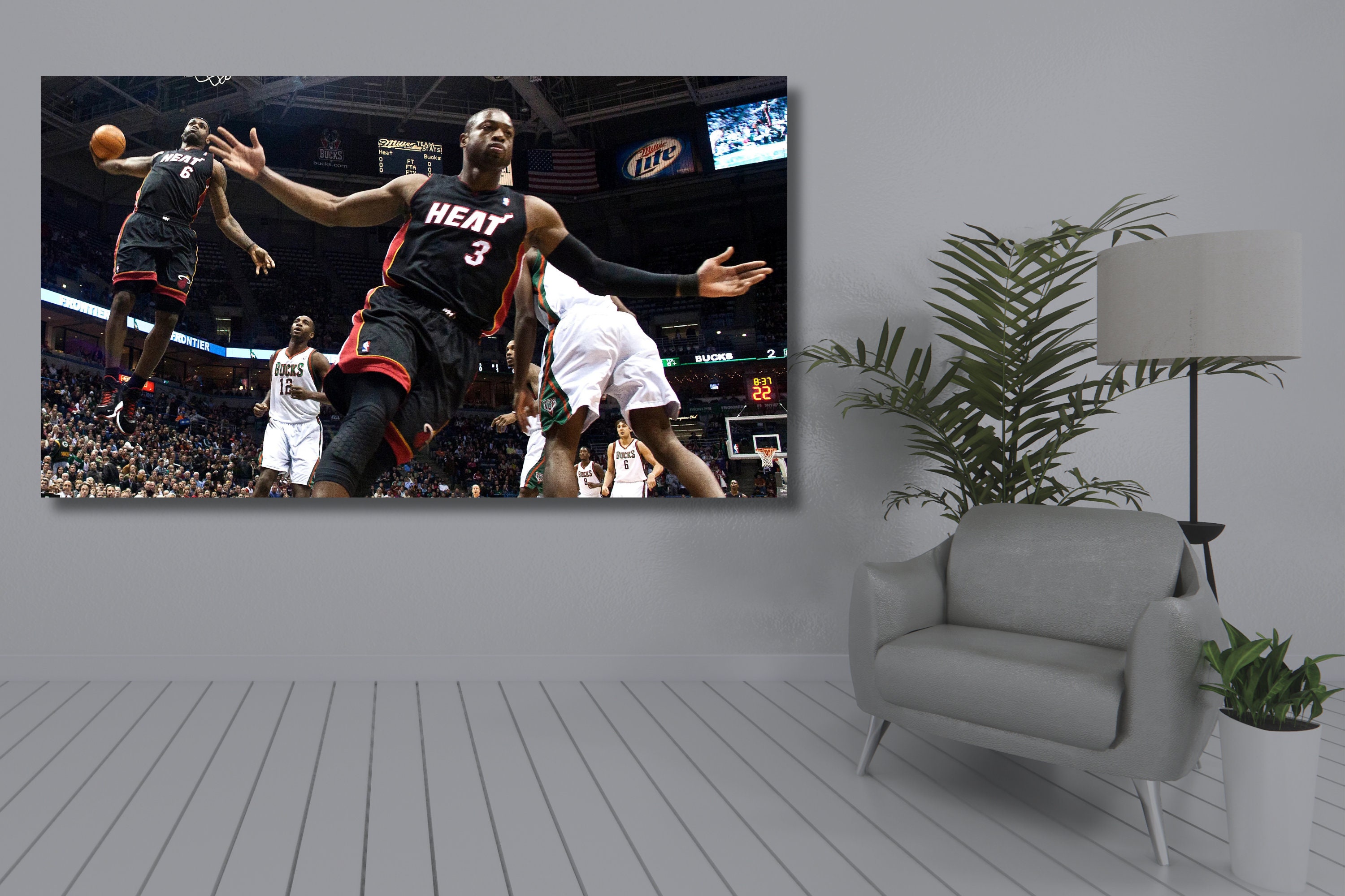 Lebron James & Dwyane Wade, Epic Dunk, Miami, Iconic Basketball Poster ...