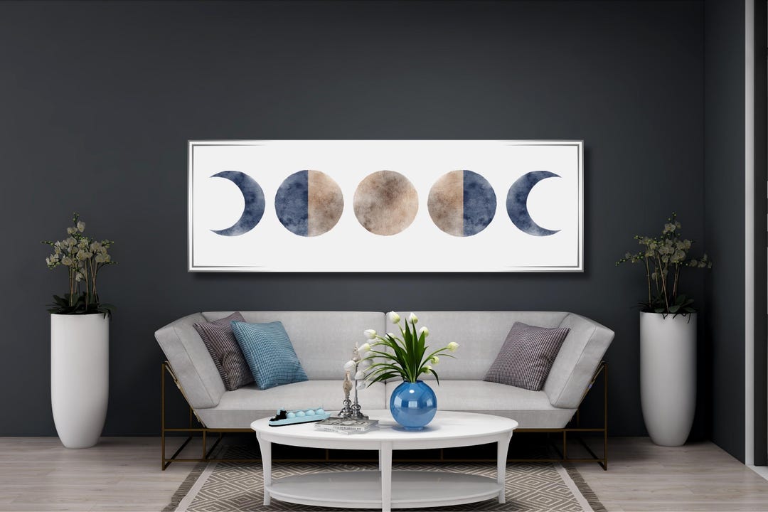 Moon Phases Canvas Print: Wide Horizontal Lunar Art - Etsy