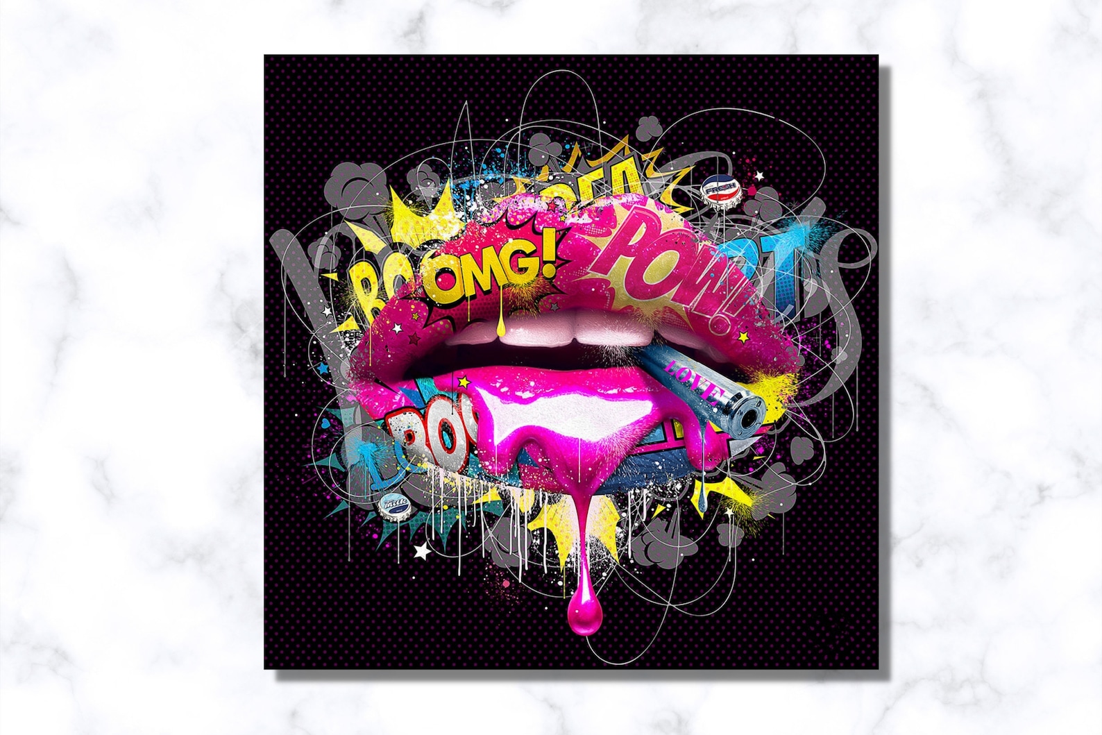 Lips Graffiti, Street Art Canvas, Banksy Wall Art, Lips Wall Decor ...