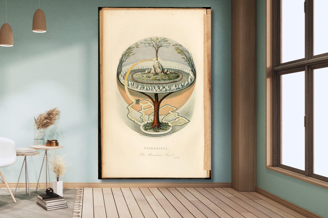 Yggdrasill, the Mundane Tree Canvas Poster, Norse Mythology Wall Art ...