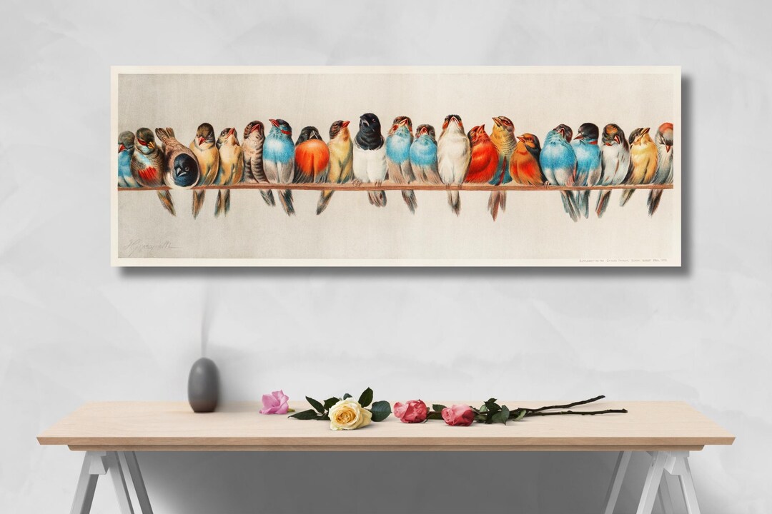 A Perch of Birds Poster by Hector Giacomelli, Vintage Illustration ...