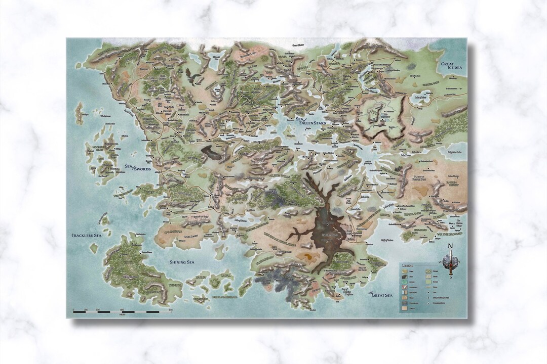 Forgotten Realms Map Canvas Print: Dungeons and Dragons Game Room Wall ...
