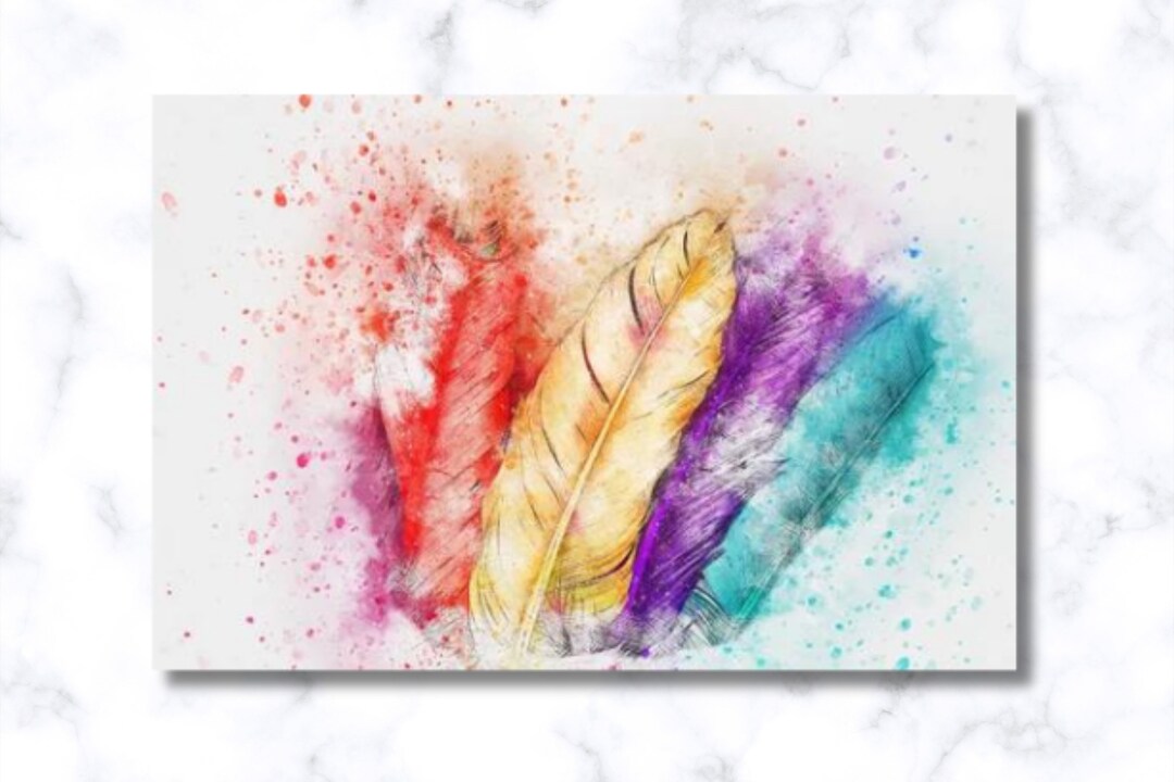 Colorful Feather Watercolor Art Print: Abstract Home Decor - Etsy