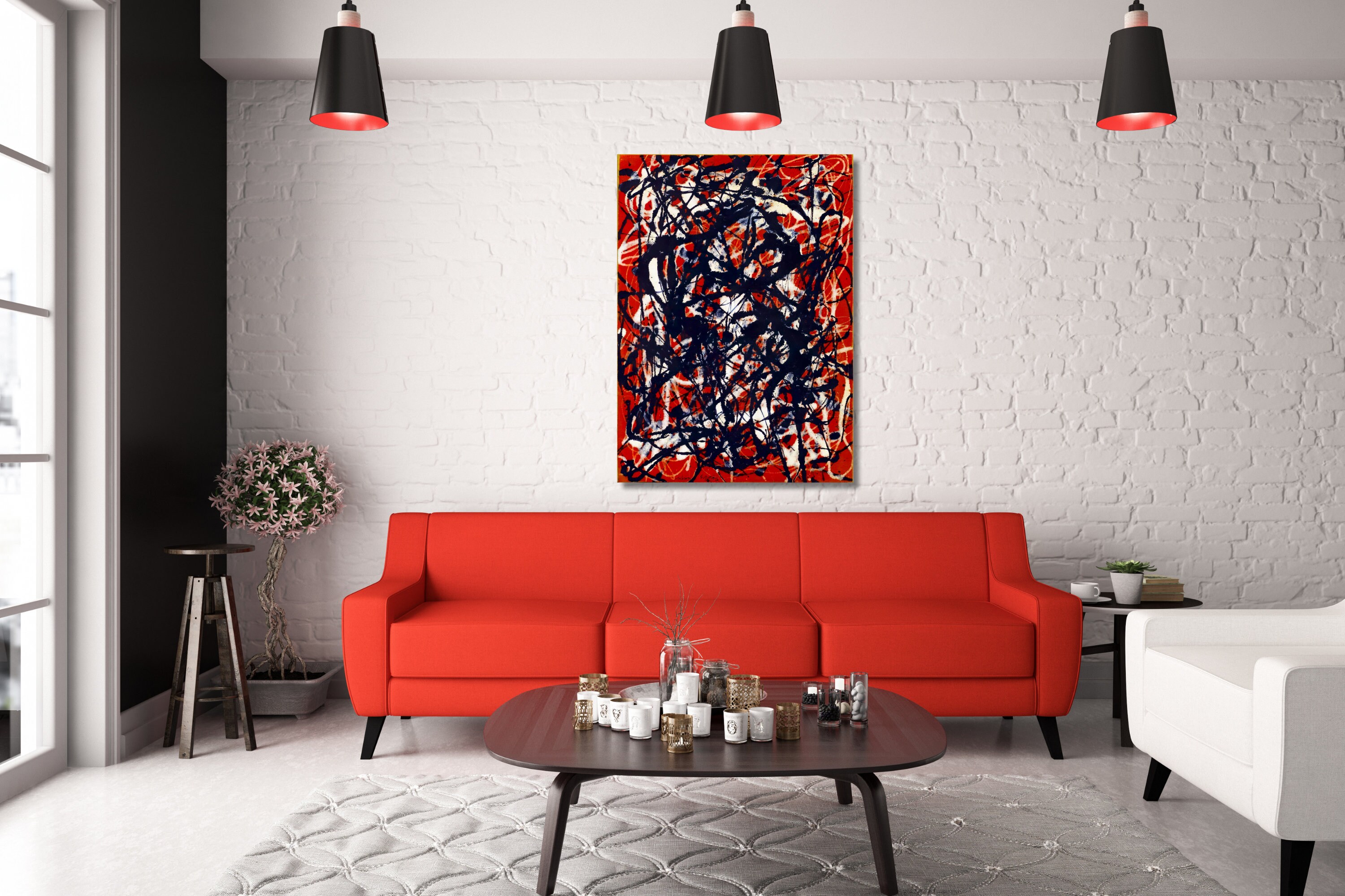 Pollock Red Drip Jackson Pollock Modern Wall Wall Art - Etsy
