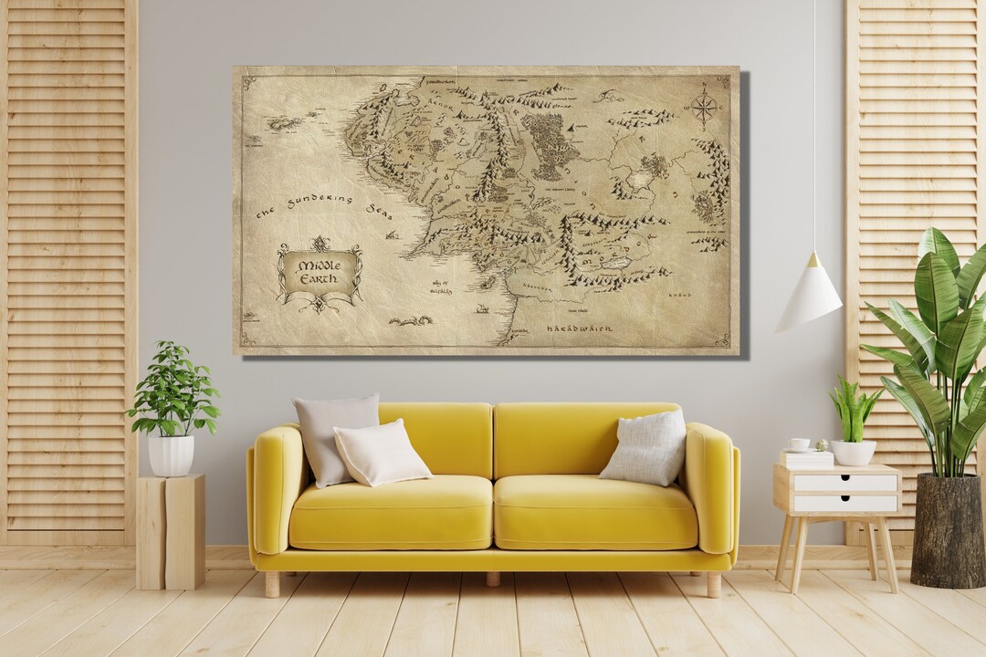 Middle Earth Map Canvas: Lord of the Rings Antique Movie Poster - Etsy