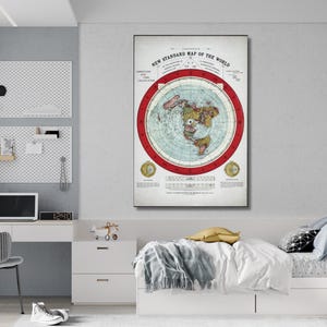 Flat Earth Gleason Map, Canvas Wall Art, Office and Home Decor, Map ...