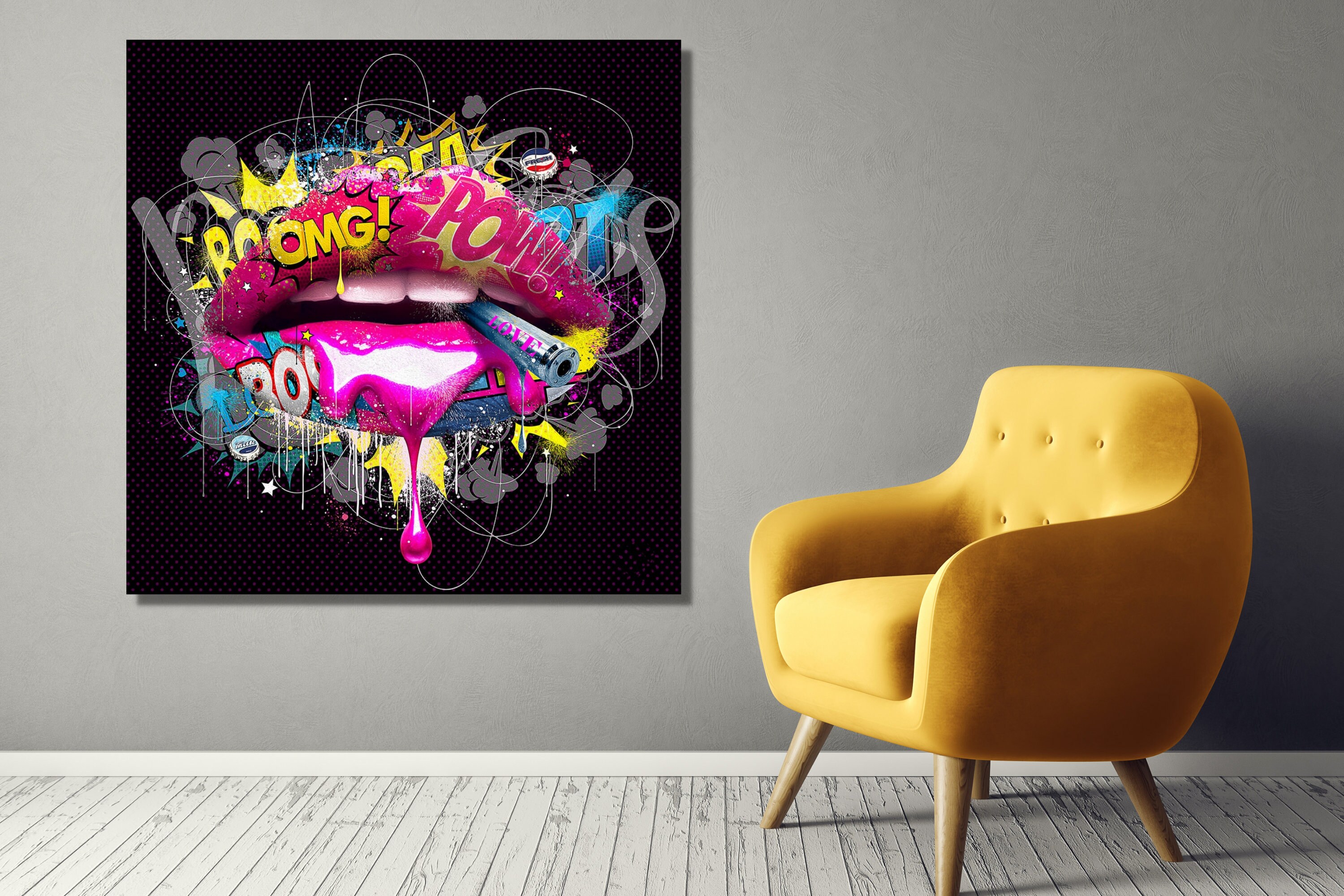 Lips Graffiti, Street Art Canvas, Banksy Wall Art, Lips Wall Decor ...