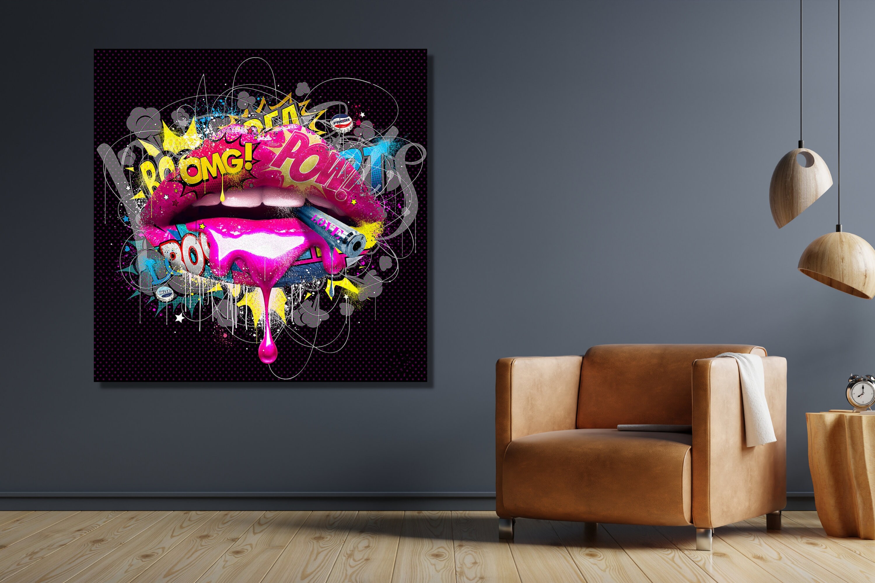 Lips Graffiti, Street Art Canvas, Banksy Wall Art, Lips Wall Decor ...