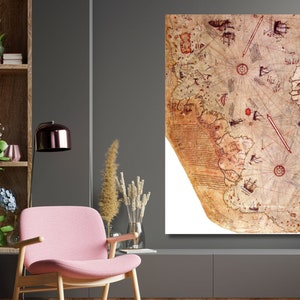 Piri Reis Map Canvas Print, XVI. Century World Map, Vintage & Large ...
