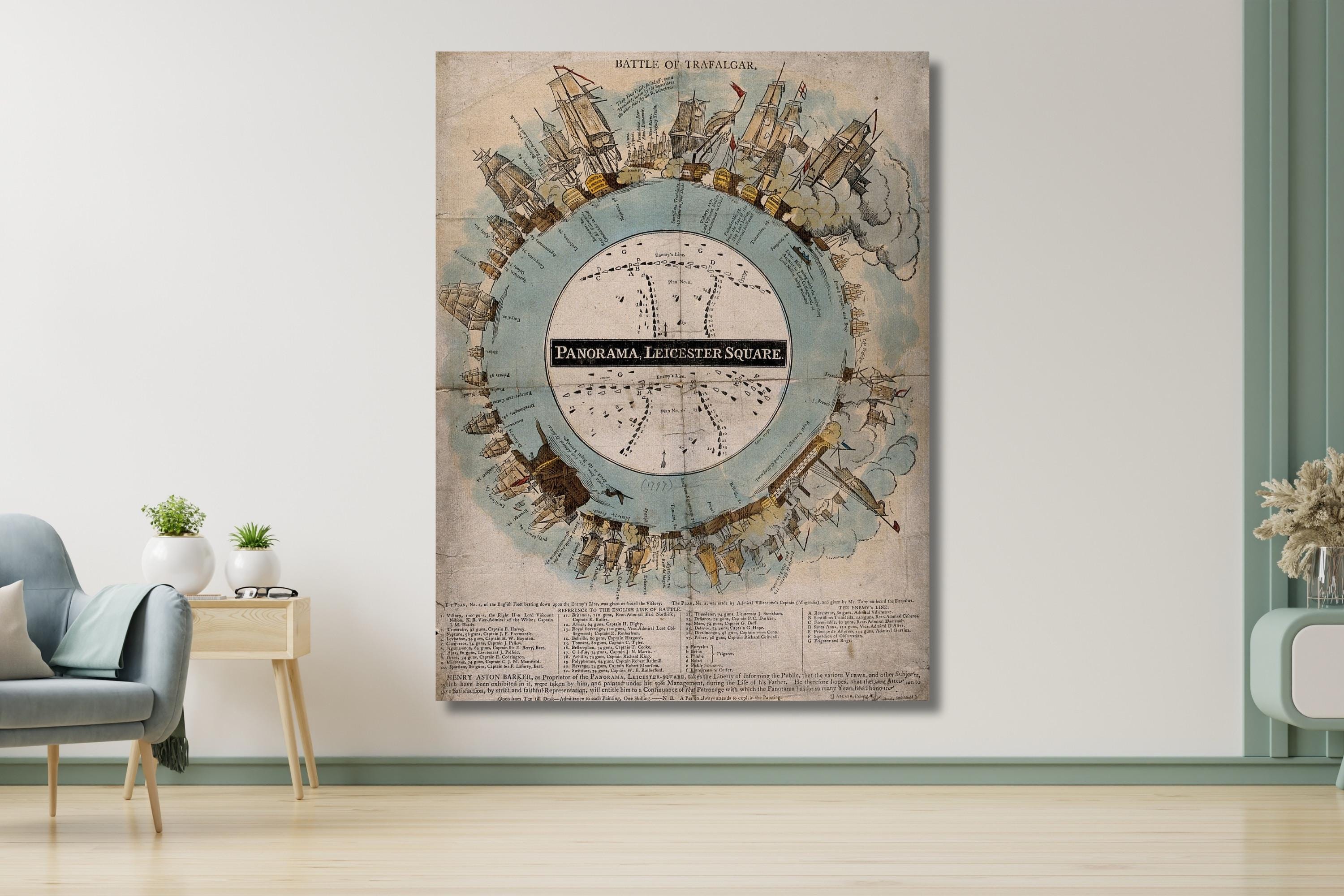 Battle of Trafalgar, Panorama Leicester Square London, Map Canvas ...