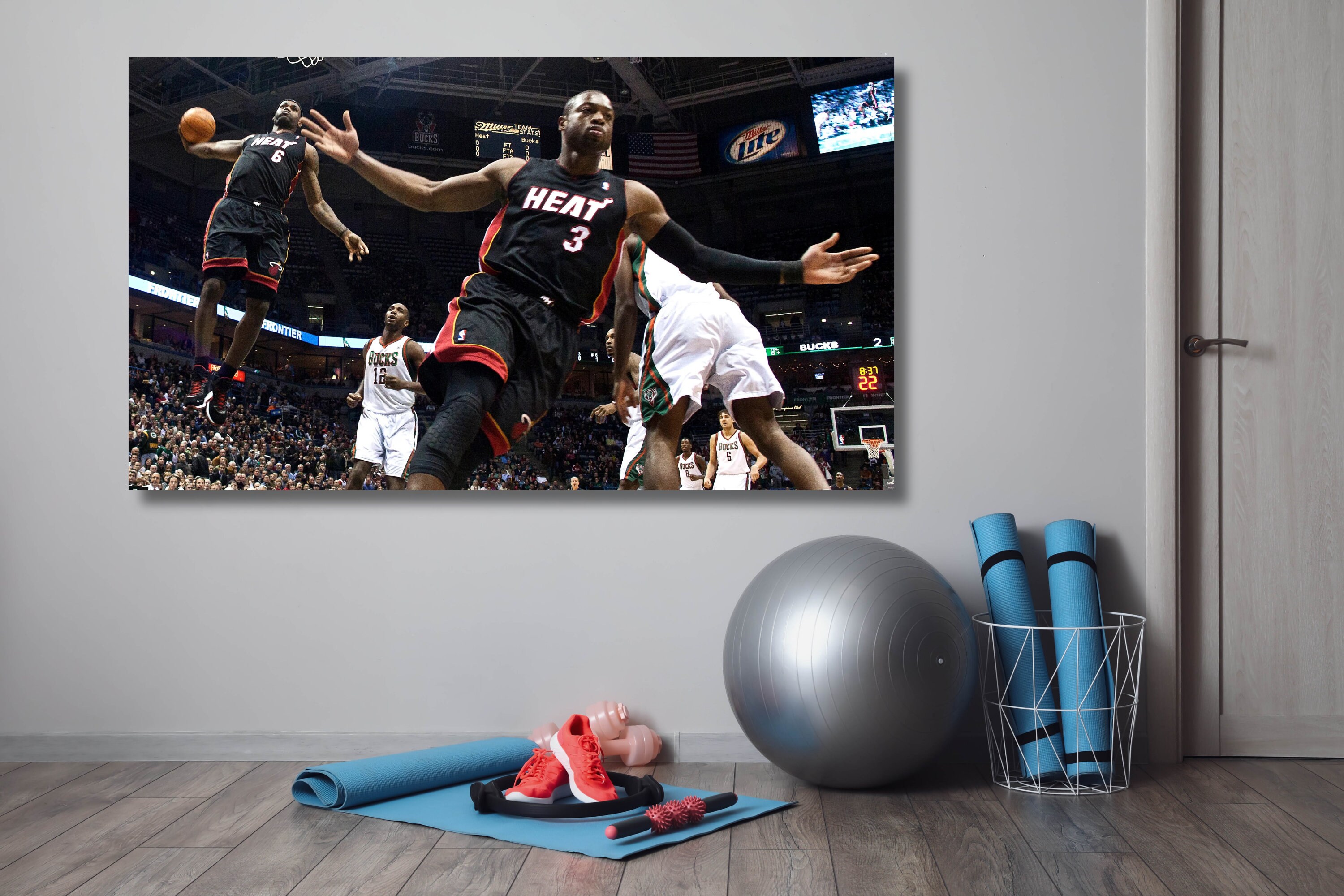 Lebron James & Dwyane Wade, Epic Dunk, Miami, Iconic Basketball Poster ...