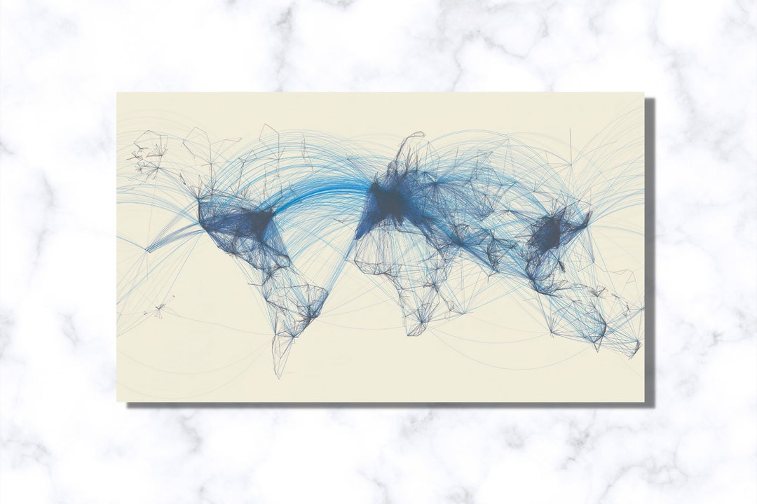 Airline Routes Air Traffic Aviation Map Flight Paths Map - Etsy
