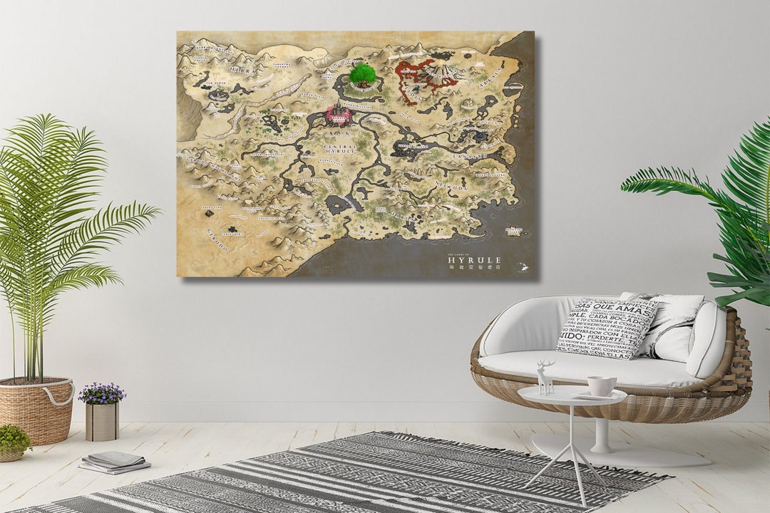 Map of Hyrule From Legend of Zelda Poster Art Print, Game Room Decor ...