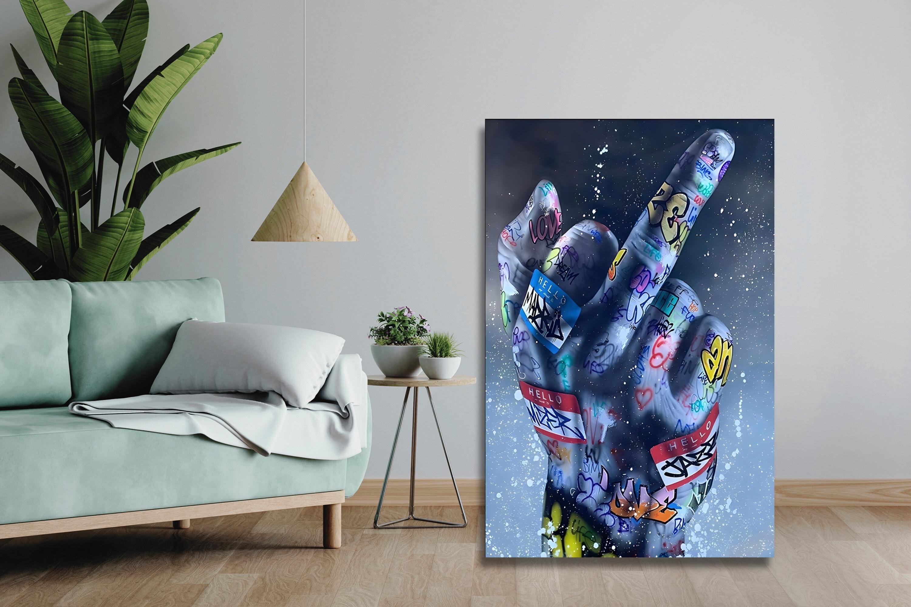 Middle Finger Graffiti, Middle Finger Wall Art, Home Decor, Gift for ...