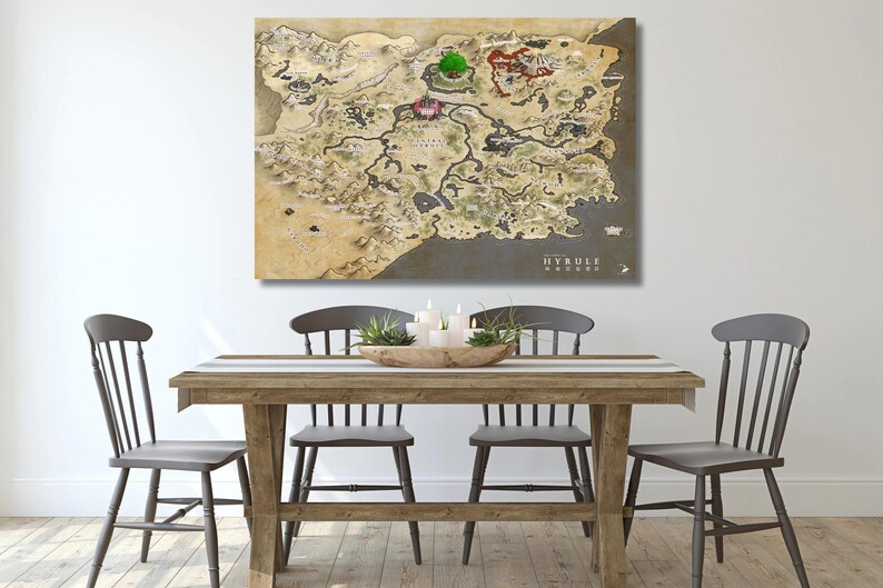 Hyrule Map Art Print: Legend of Zelda Game Room Decor - Etsy