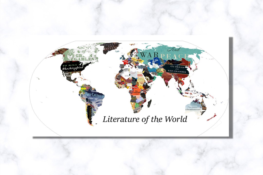 Literature of the World Map Canvas Poster, Ready to Hang Canvas ...