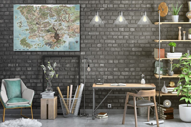 Forgotten Realms Map Canvas Print: Dungeons and Dragons Game Room Wall ...