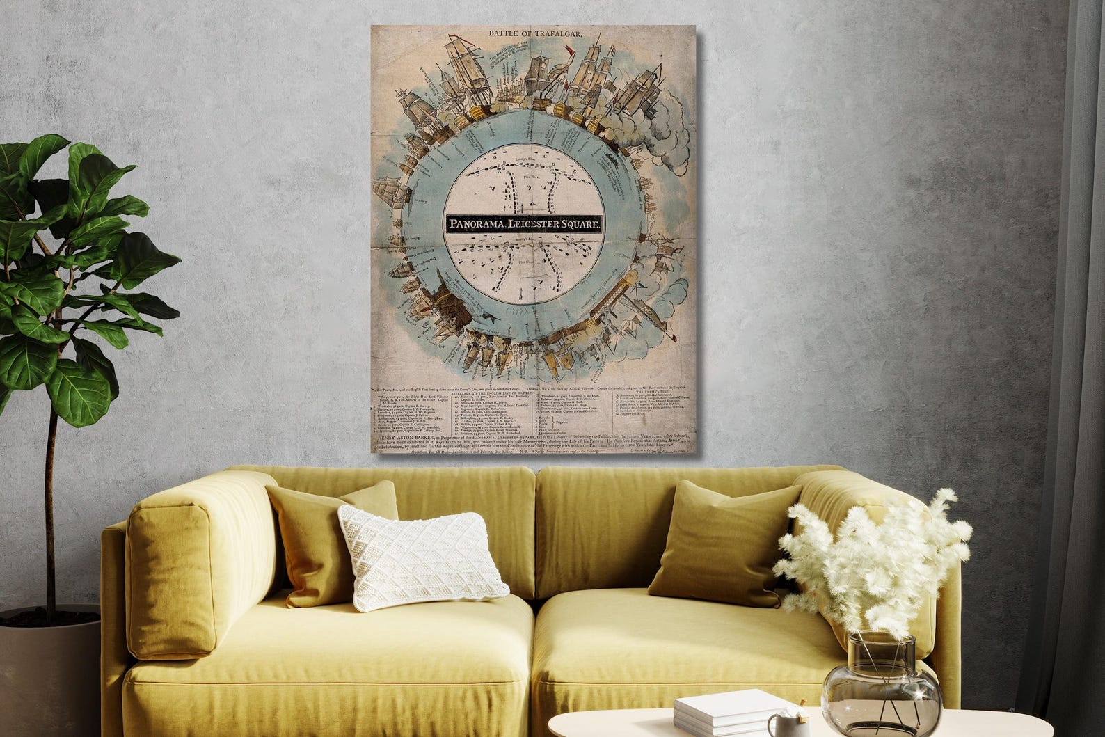 Battle of Trafalgar, Panorama Leicester Square London, Map Canvas ...