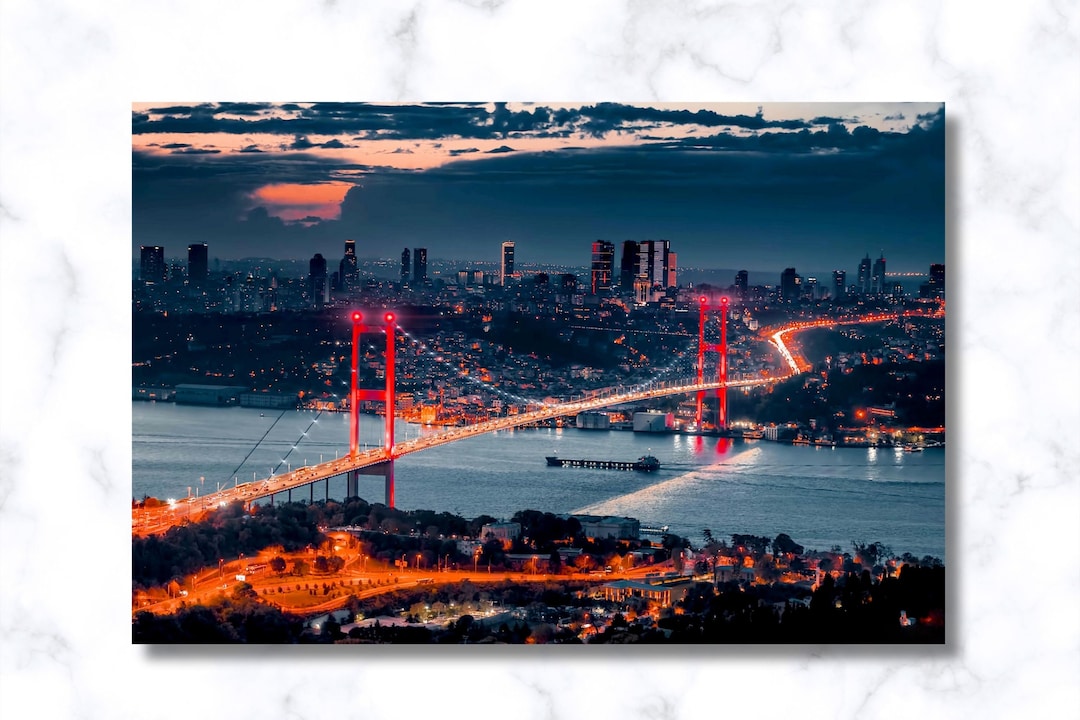 Istanbul Poster, City View, Landscape Canvas, Turkey Turkiye, Night ...