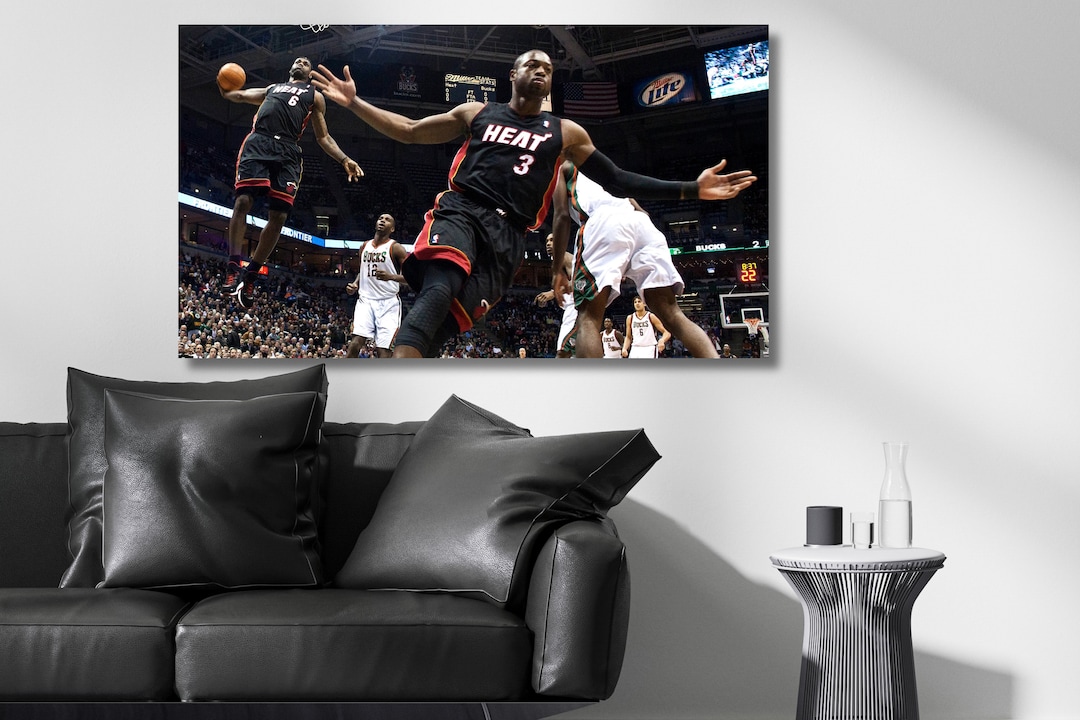 Lebron James & Dwyane Wade, Epic Dunk, Miami, Iconic Basketball Poster ...