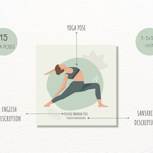 Set of 15 Yoga Pose Flashcards English & Sanskrit Printable/digital PDF ...