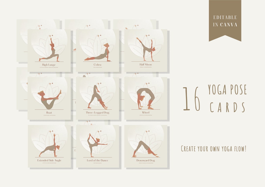 Set of 16 Yoga Pose Flashcards English & Sanskrit - Etsy