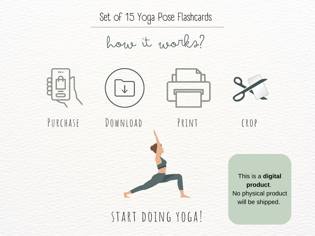 Set of 15 Yoga Pose Flashcards English & Sanskrit Printable/digital PDF ...