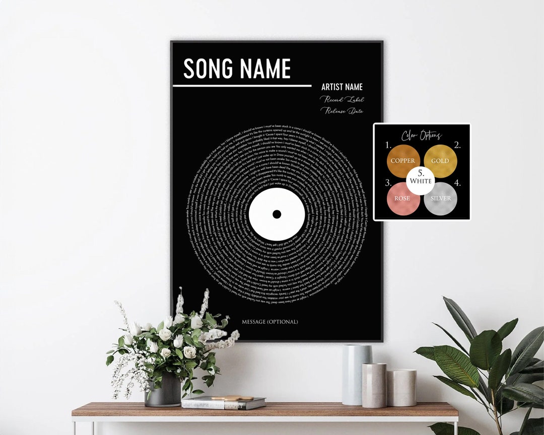 Custom Vinyl Lyrics Print, Personalised Music Poster, Customizable ...