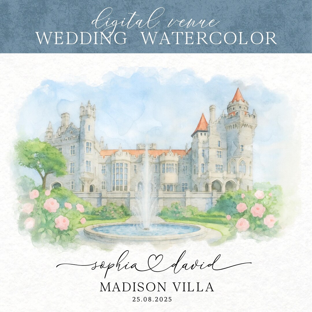 Custom Wedding Venue Watercolor Illustration: Digital Painting Print ...
