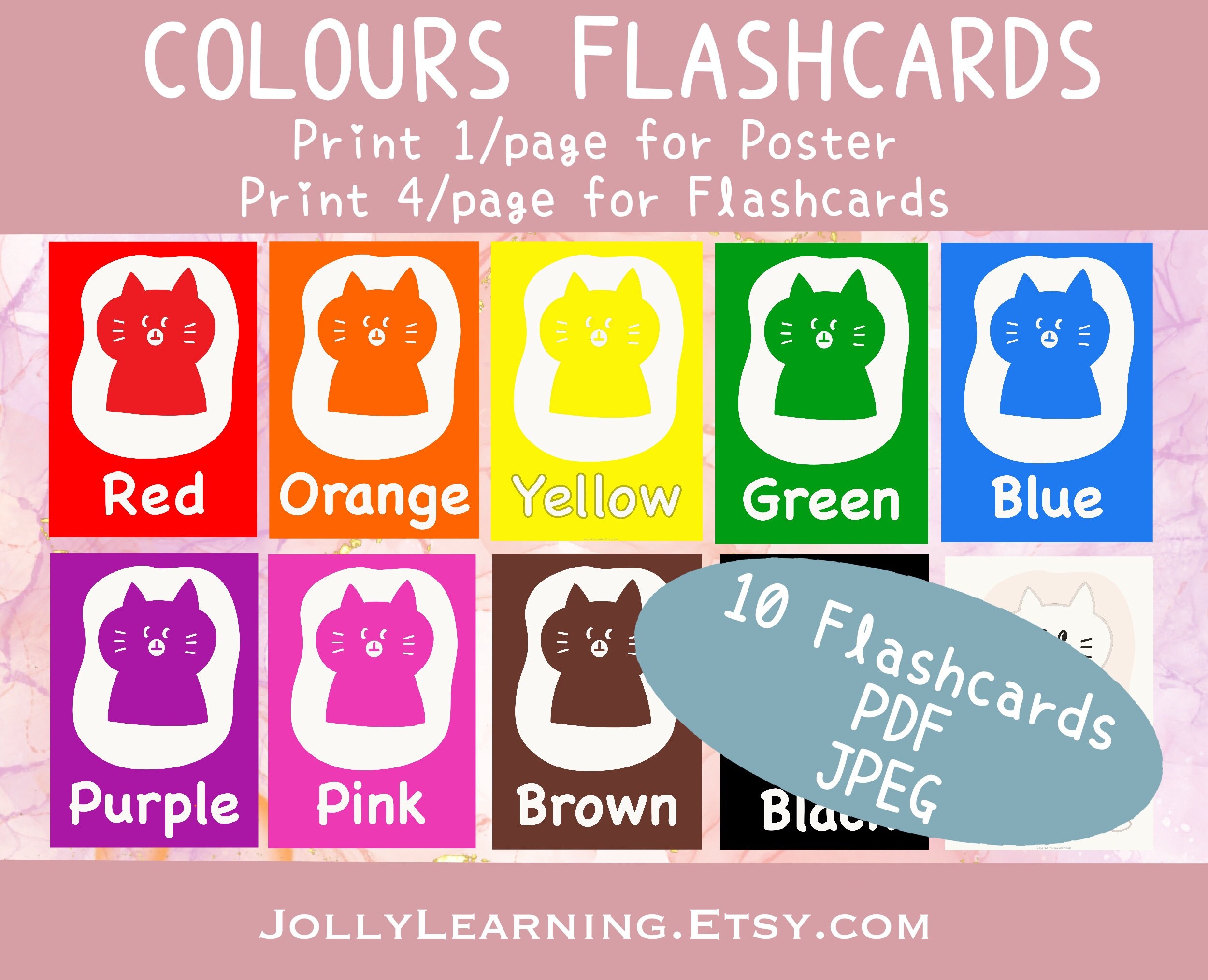 Colours Flashcards Colours Flash Cards Colour Poster - Etsy