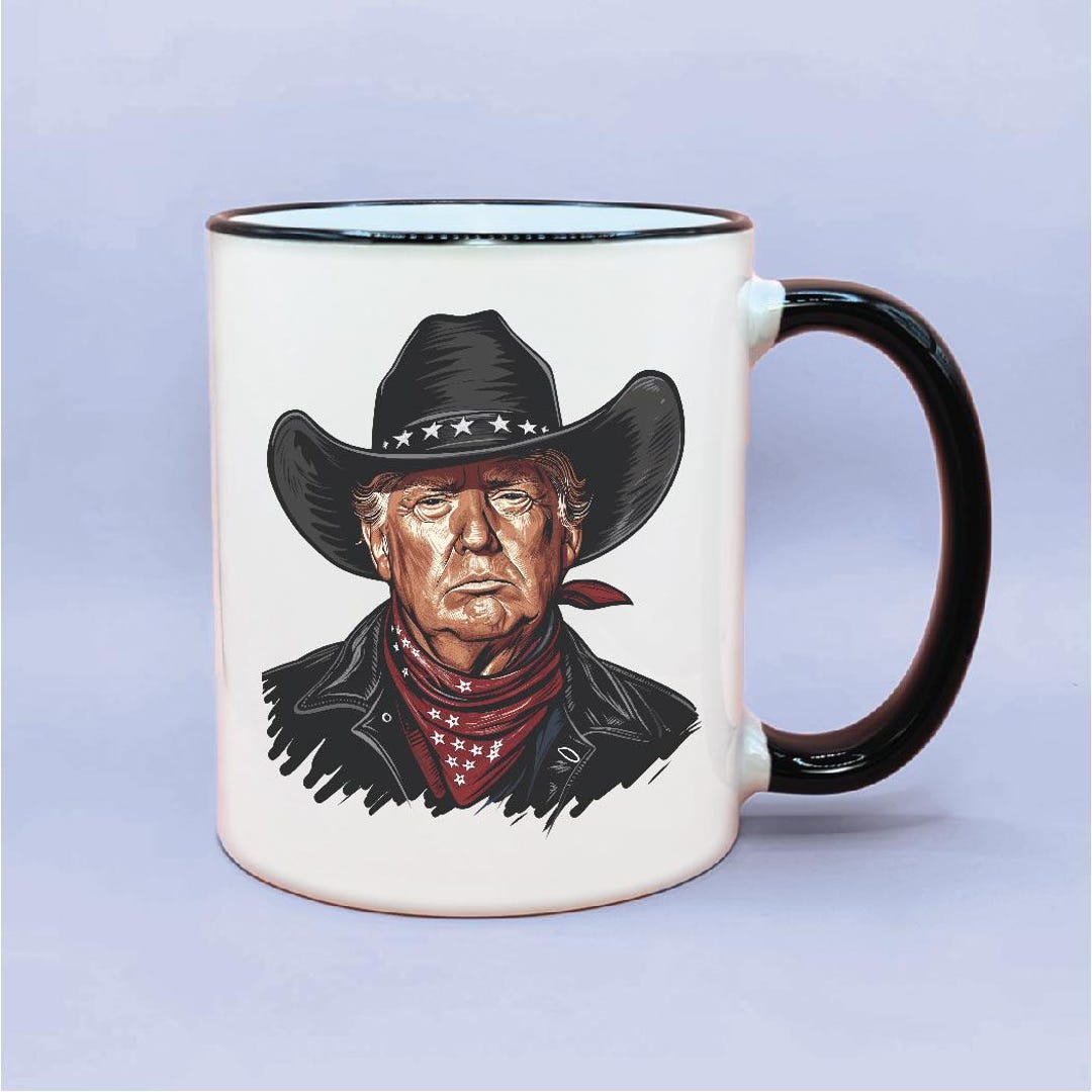 Trump 2024 President Cowboy Outlaw Flag Coffee Mug, Patriotic Trump ...