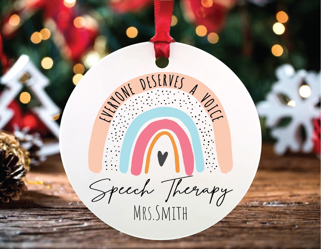 Speech Therapy Rainbow Personalized Christmas Ornament, Everyone ...