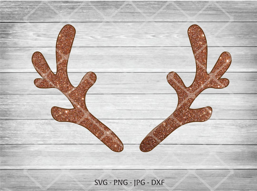 Cute Glitter Antlers PNG JPG, Cute Christmas Antler Clipart PNG ...