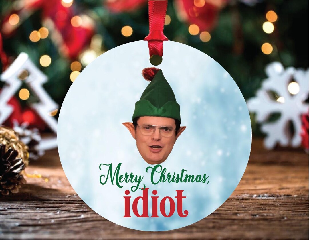Funny Dwight Elf Idiot Christmas Ornament, the Office Inspired Holiday ...