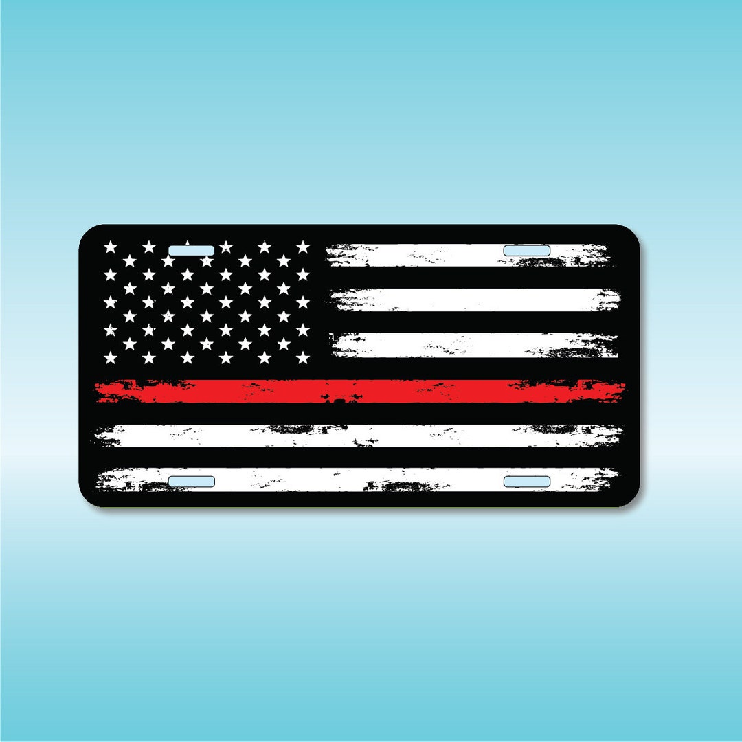 Firefighter Red Line License Plate, Support Firefighters License Plate ...