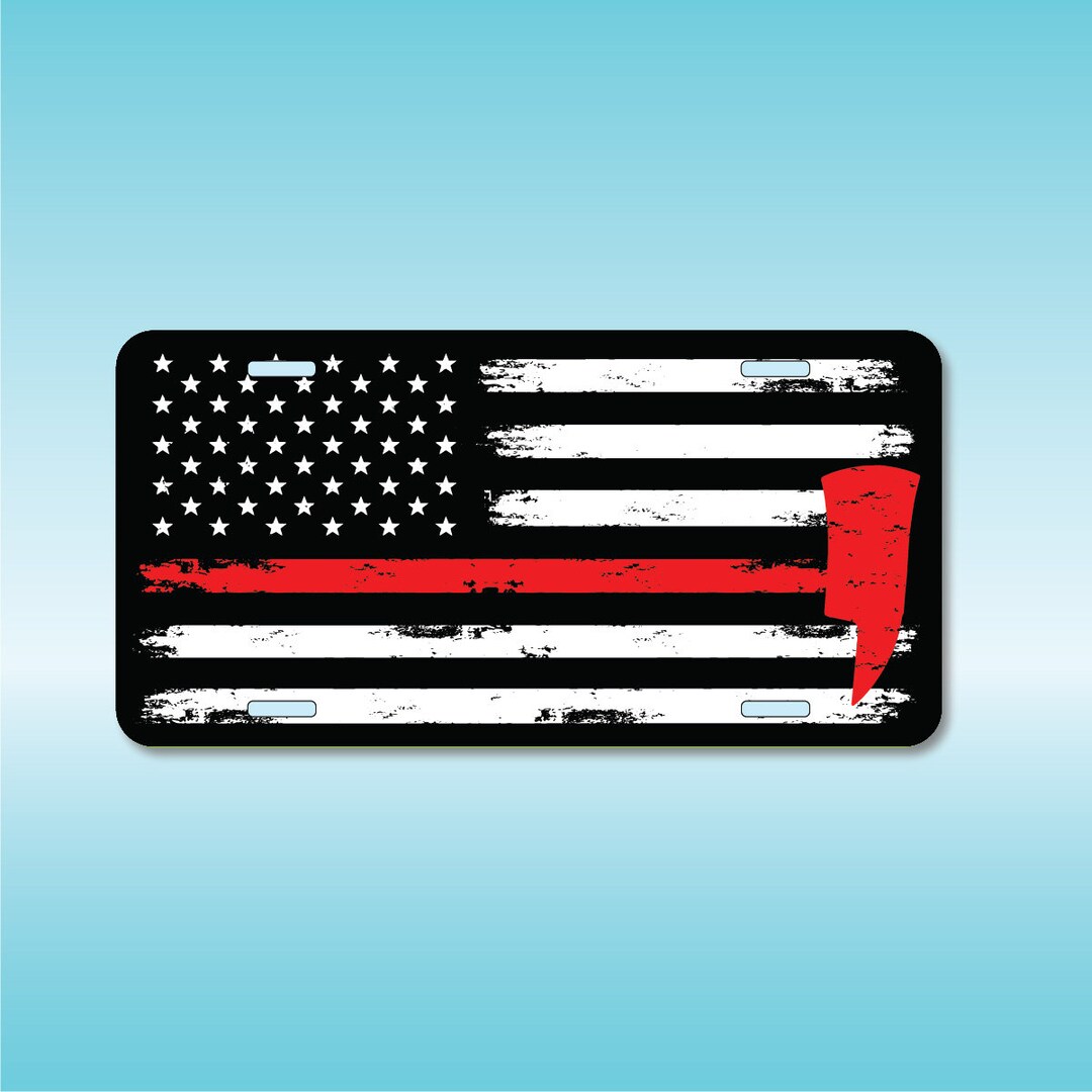 Firefighter Red Line Axe License Plate, Support Firefighters License ...