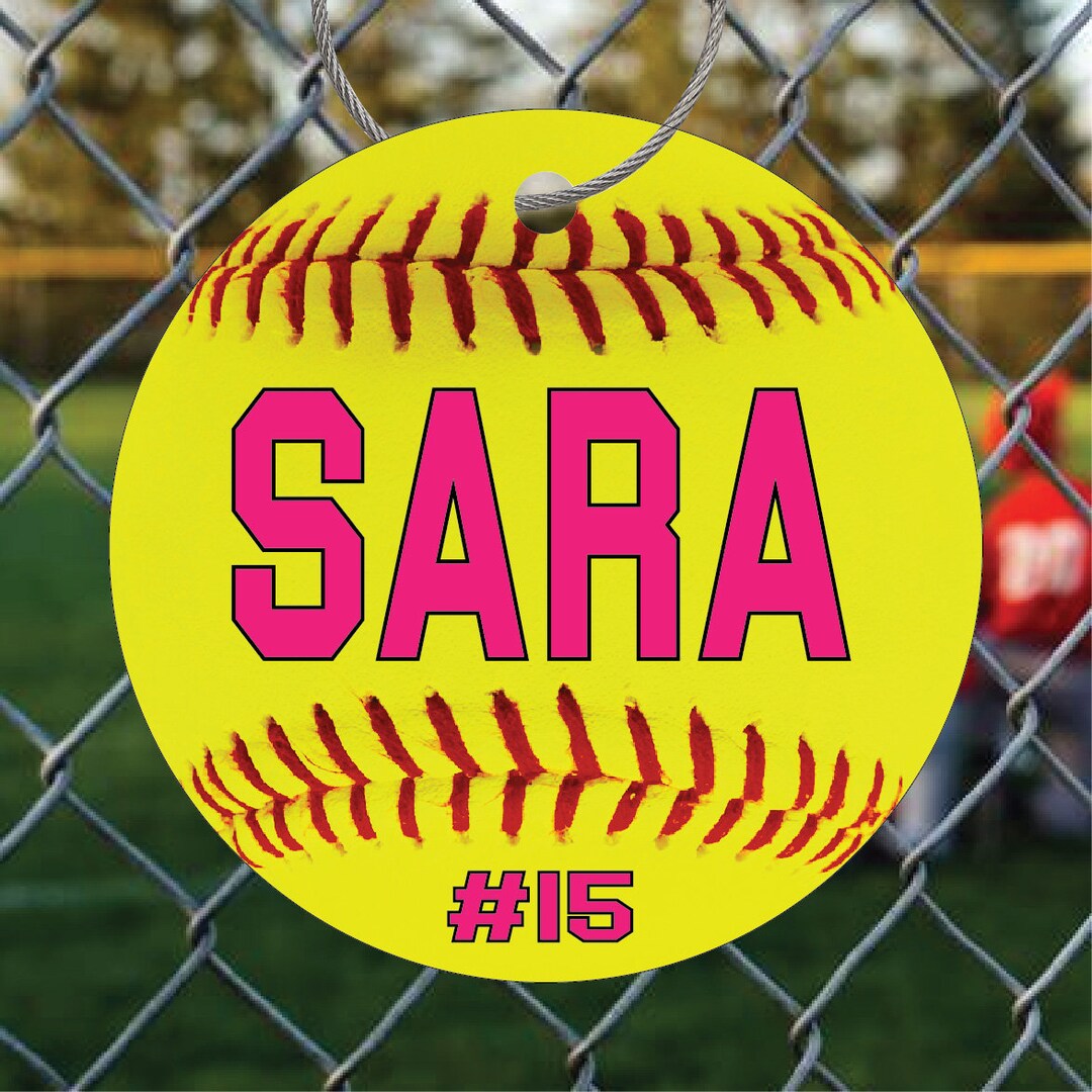 Customizable Softball Bag Tags, Softball Bag Name and Number Tags ...