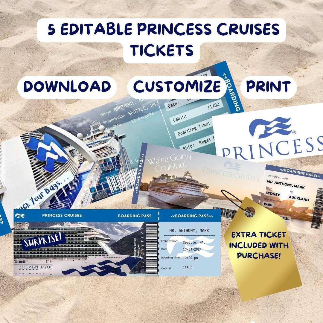 Customizable/ Editable Princess Cruises Printable Cruise Tickets - Edit ...