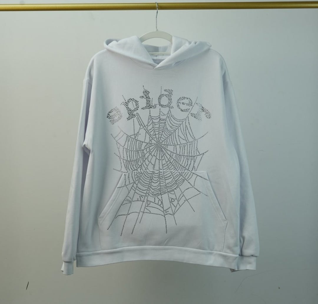 HIGH-QUALITY Sp5der OG Rhinestone Logo Hoodie White - Etsy