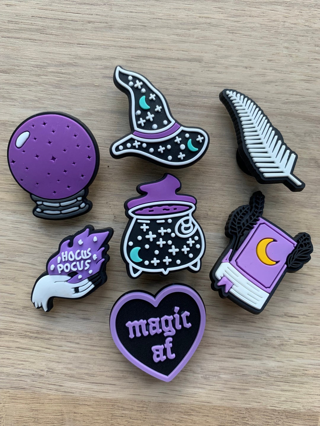 Gothic Clog Charms Purple Witch Shoe Clip Charm Shoe Pin Badge Ghost ...