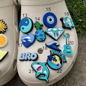 Croc Charms Shoe Clog Accessories Pin Badge Summer Spring Holiday Blue ...