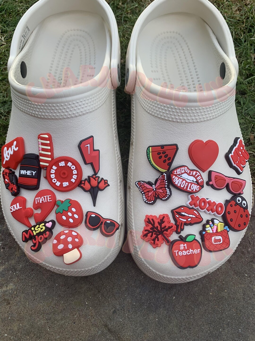 Red Croc Charms Clog Charm Shoe Pin Badge Charm Flower Gym Whey Car ...