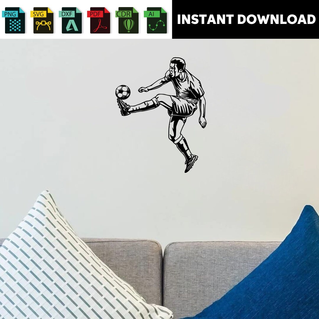 Football Player Laser-cut Wall Art: Digital Vector Files cdr - Etsy
