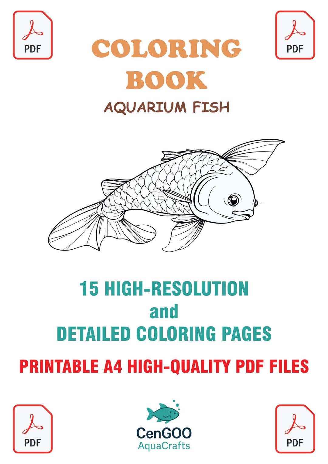 Aquarium Fish Coloring Book | 15 Detailed Tropical Designs (digital ...