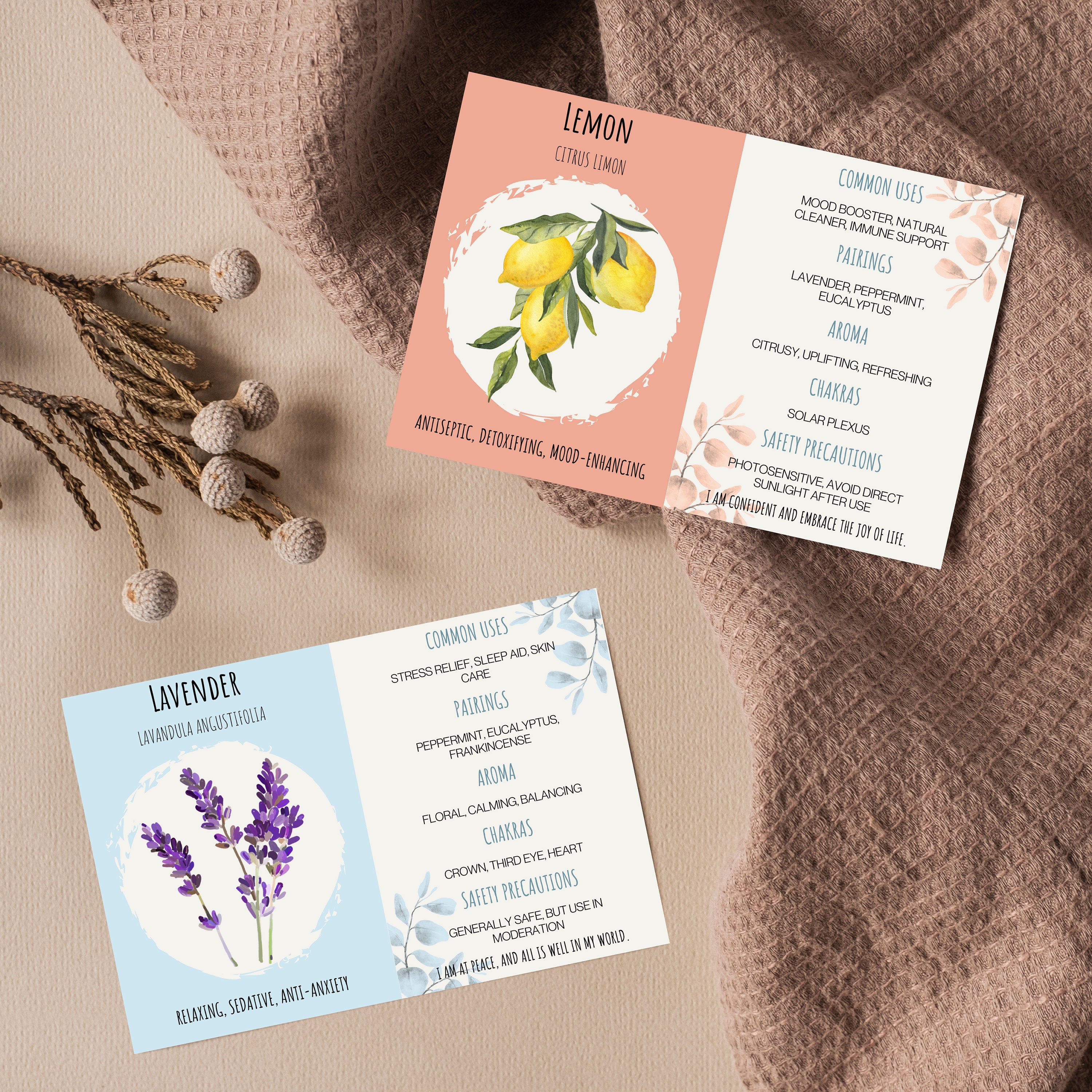 61 Essential Oils Cards Printable Aromatherapy Card Collection Editable ...