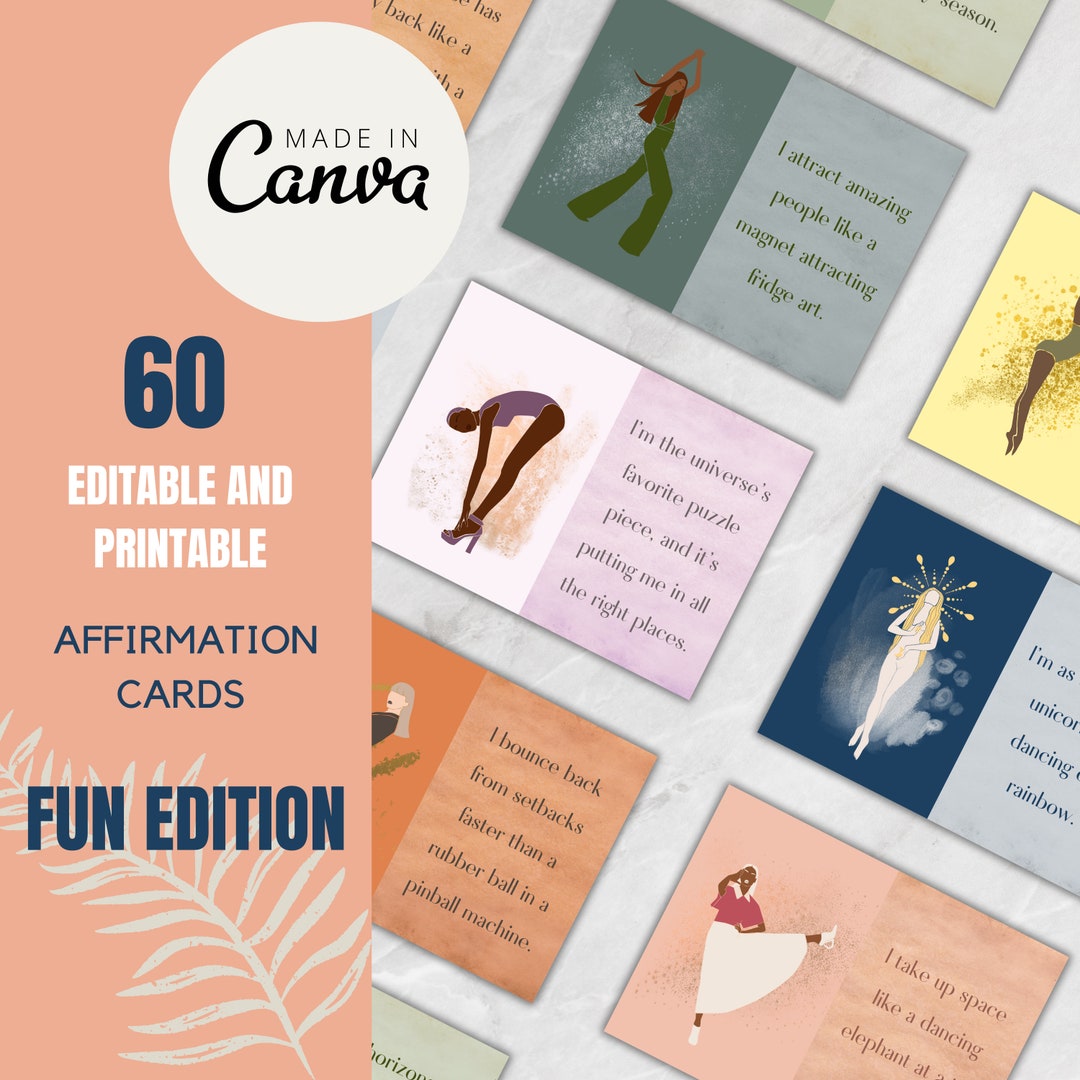 60 Fun Affirmation Cards | Printcanva Templates | Printable Affirmation ...