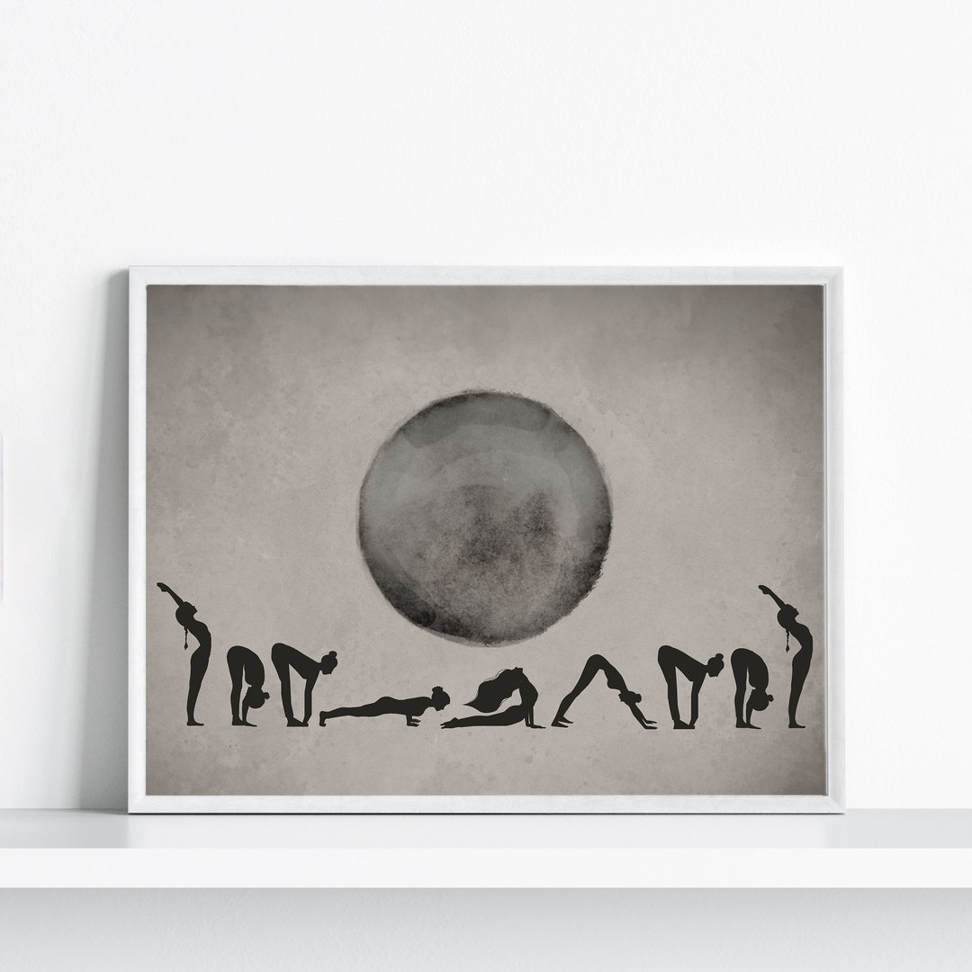 Sun Salutation Black and White Poster |DIGITAL DOWNLOAD | Yoga Gift for ...